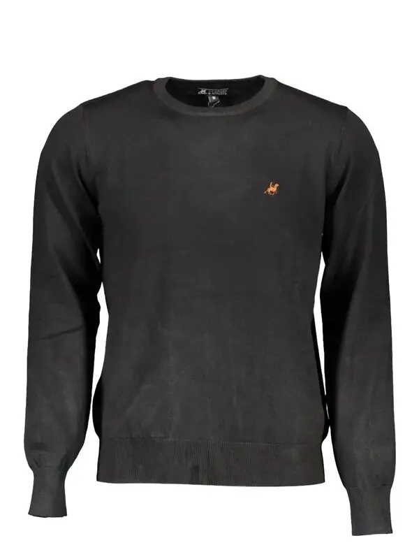 U.S. Grand Logo-embroidered Crew-neck Sweater - Black