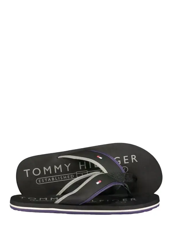 Tommy Hilfiger Logo-print Thong Slides - Black
