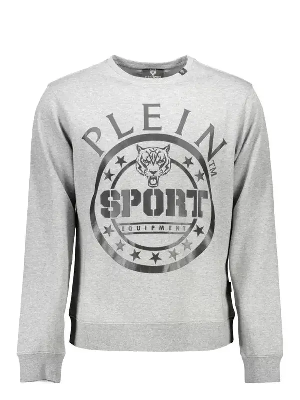 PLEIN SPORT Tiger-print Crew-neck Sweater - Grey