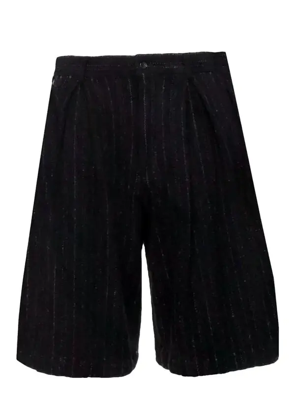 Comme Des Garçons Pinstripe Pleated Shorts - Black