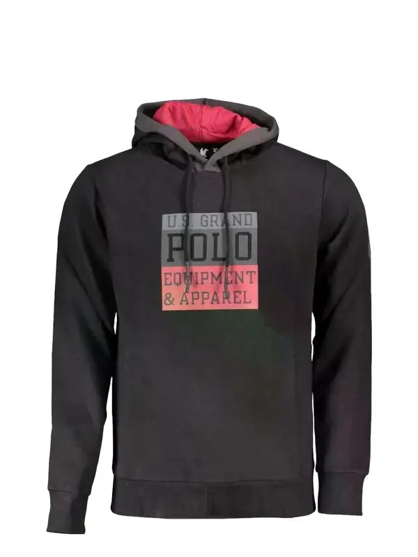 U.S. Grand Graphic-print Drawstring Hoodie - Black