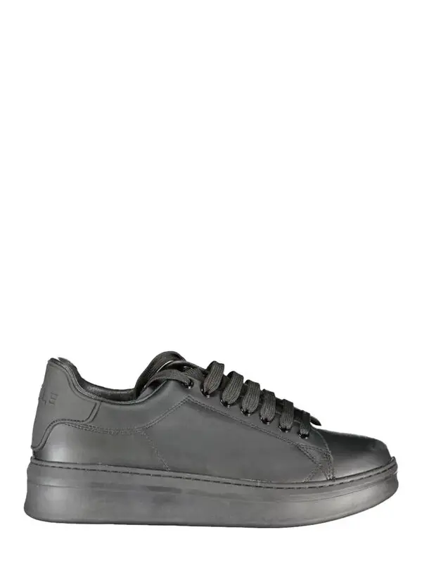 GAELLE Low-top Faux-leather Sneakers - Black