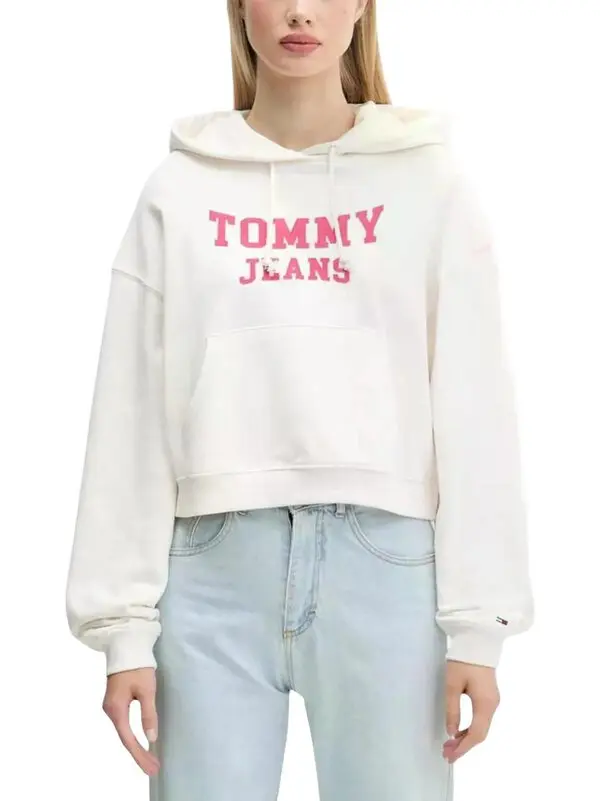 Tommy Hilfiger Logo Appliqué Cropped Hoodie - Neutrals
