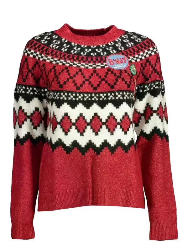 Desigual Fair Isle Patch-detail Sweater - Red