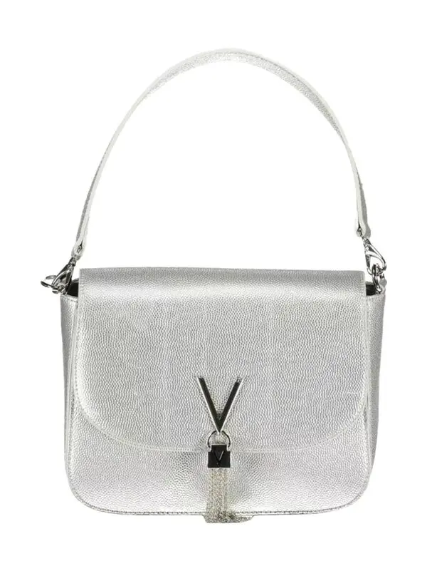 MARIO VALENTINO Tassel Detail Metallic Shoulder Bag - Silver
