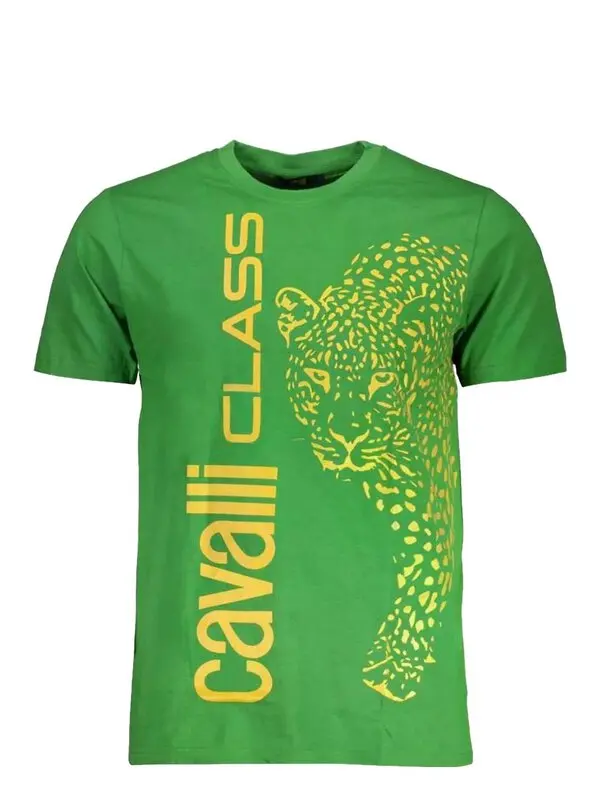 Roberto Cavalli Leopard-print Logo-print T-shirt - Green