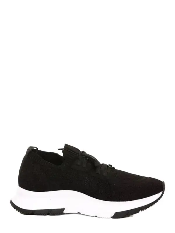 GIANVITO ROSSI Knit Lace-up Sneakers - Black