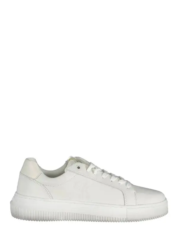 Calvin Klein Embossed-logo Leather Sneakers - White