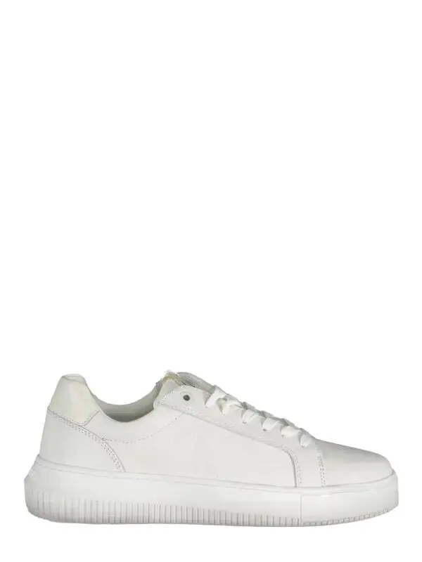Calvin Klein Embossed-logo Leather Sneakers - White