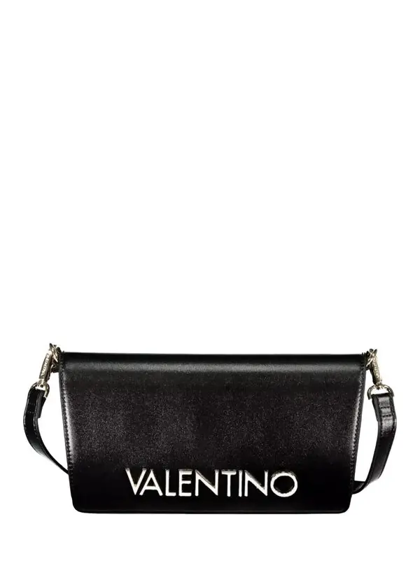MARIO VALENTINO Logo Lettering Foldover Tote - Black