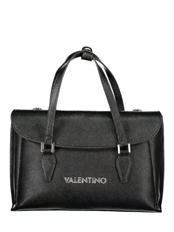 MARIO VALENTINO Grained Tote Bag With Logo Lettering - Black