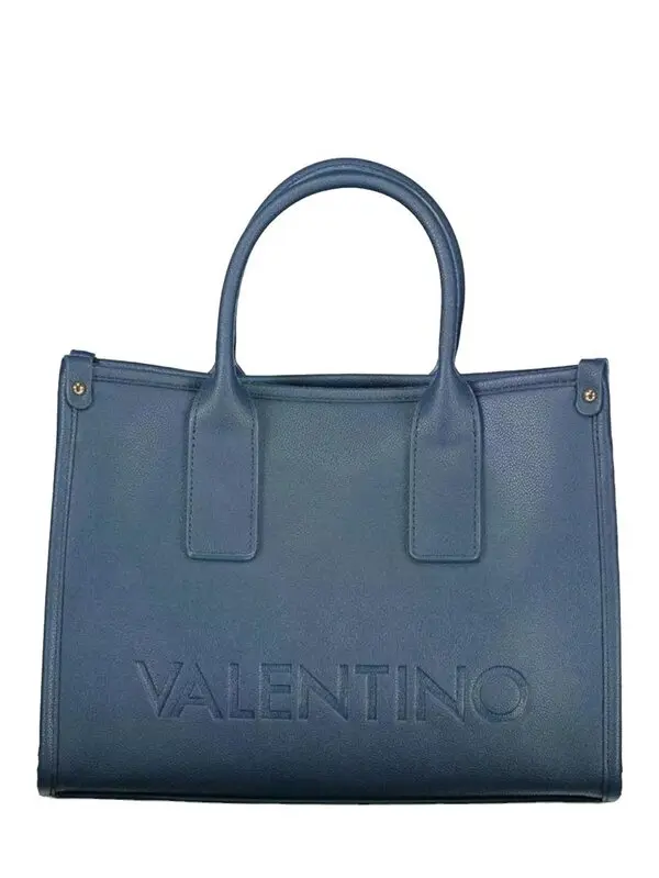 MARIO VALENTINO Debossed Logo Pebbled Tote Bag - Blue