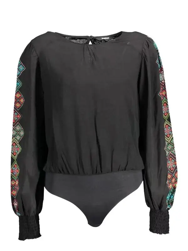 Desigual Embroidered Long-sleeve Bodysuit - Black
