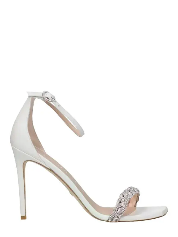 STUART WEITZMAN Nudist Curve Crystal-embellished Sandals - White