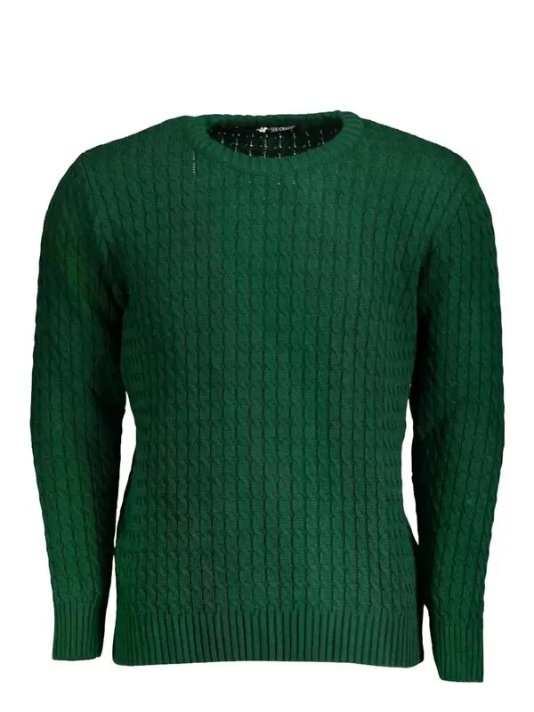 U.S. GRAND Cable-knit Sweater With Elbow Patches - Green