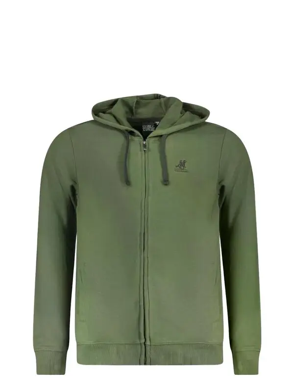 U.S. GRAND Logo-embroidered Zip-up Hoodie - Green
