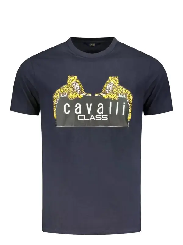 Roberto Cavalli Leopard-print Cotton T-shirt - Blue