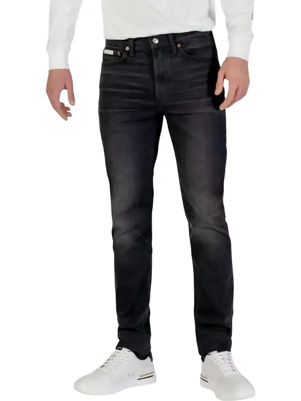 Calvin Klein Whiskered-faded Skinny Jeans - Black