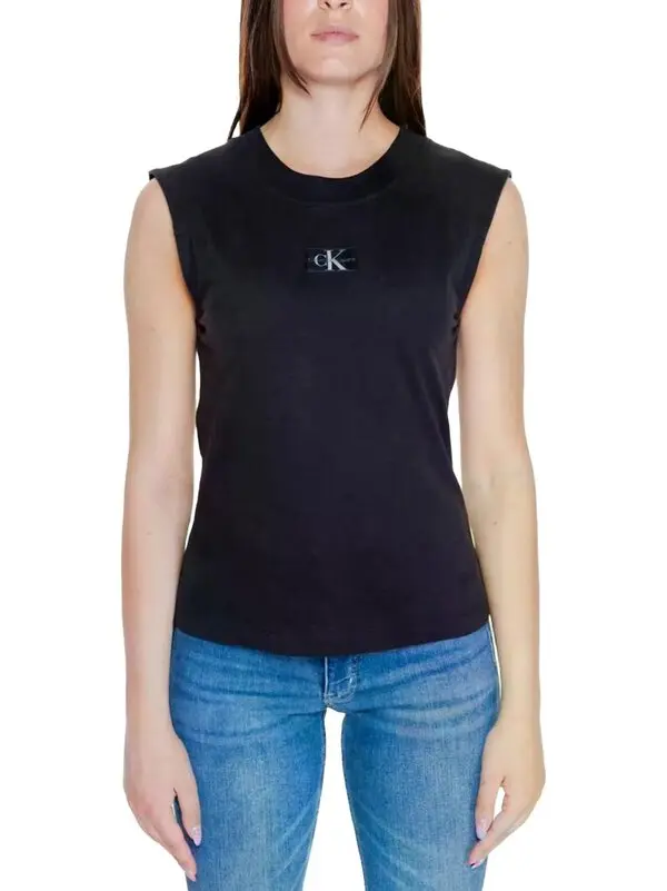 Calvin Klein Logo-patch Sleeveless T-shirt - Black