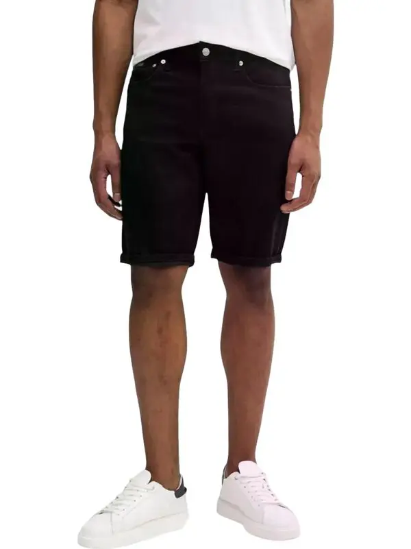Calvin Klein Logo-patch Denim Shorts - Black
