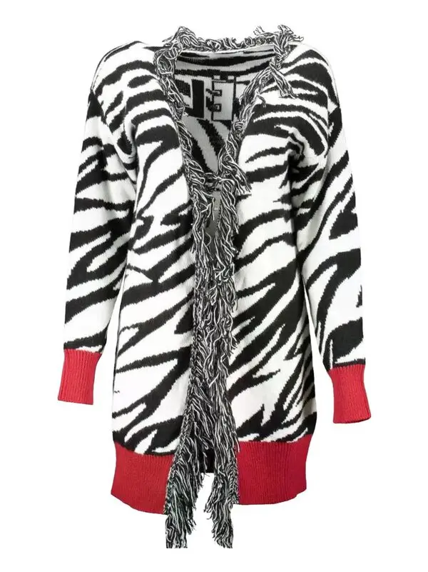 GAELLE Zebra-pattern Cardigan - White