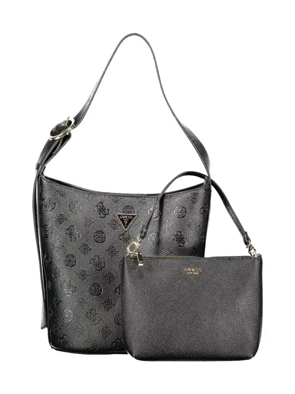 Guess Logo-patterned Shoulder Bag - Black