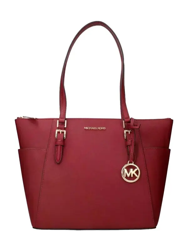 Michael Kors Saffiano Leather Charlotte Shoulder Bag - Red