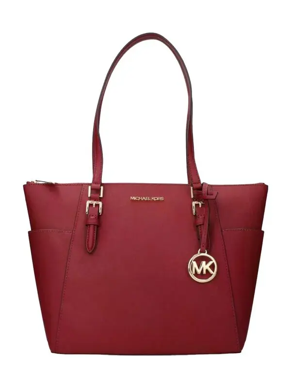 Michael Kors Saffiano Leather Charlotte Shoulder Bag - Red