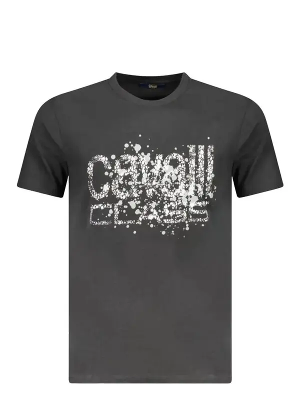 Roberto Cavalli Splatter-print Logo T-shirt - Grey