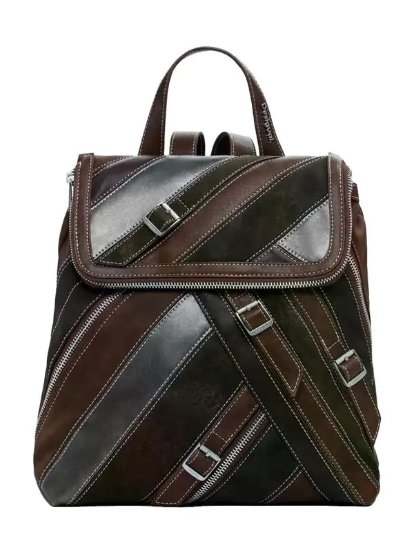 Desigual Panelled Zip-detail Backpack - Brown