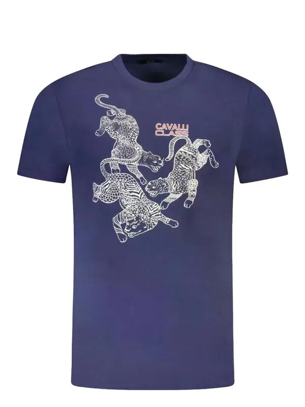 Roberto Cavalli Leopard-print Cotton T-shirt - Blue