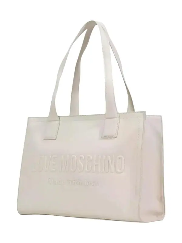 Moschino Embossed Logo Tote Bag - Neutrals