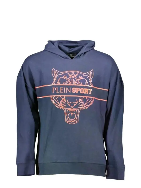 PLEIN SPORT Tiger-print Relaxed Fit Hoodie - Blue