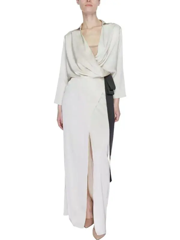 SANDRO FERRONE Wrap-design Maxi Dress - Neutrals