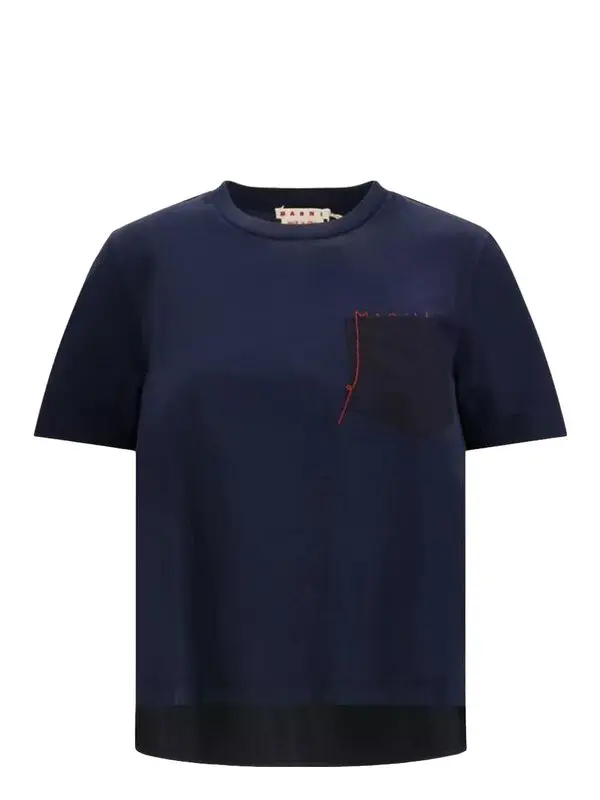 Marni Embroidered-logo Pocket T-shirt - Blue