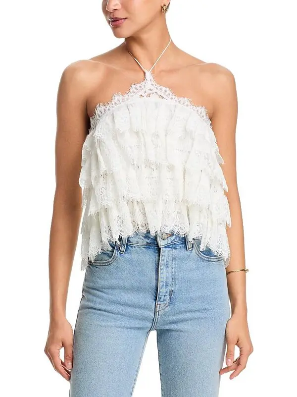 Ronny Kobo Ophelia Tiered Ruffled Top - White