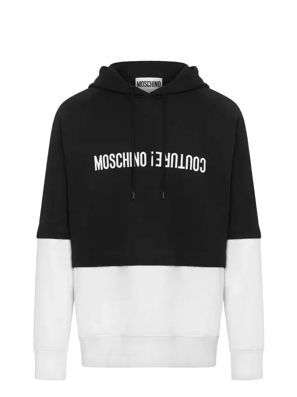 Moschino Hooded Cotton Sweatshirt - Black
