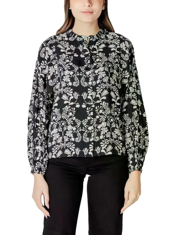 ICHI Floral-print Blouse - Black