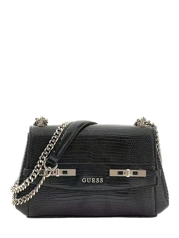 Guess Mini Melinda Lizard-effect Cross Body Bag - Black