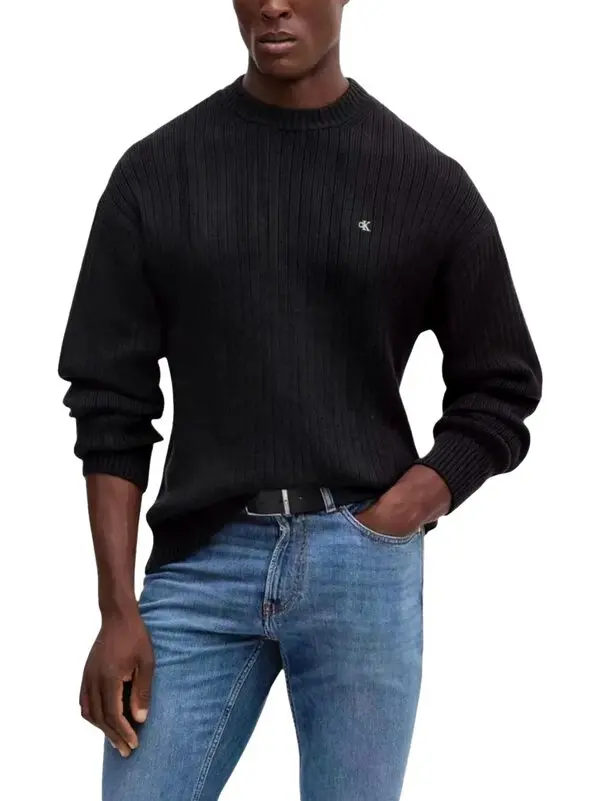 Calvin Klein Cotton Crew Neck Sweater - Black