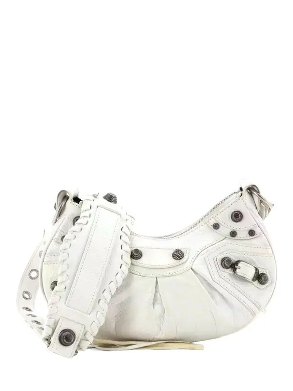 Balenciaga Le Cagole Giant Studs Xs Hobo Bag - White