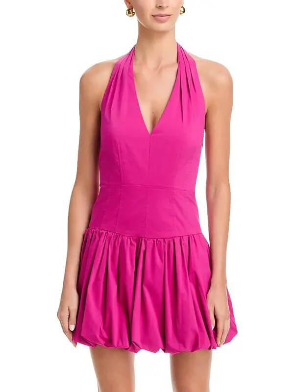 Simkhai Halterneck Cotton Mini Dress - Bougain Villea