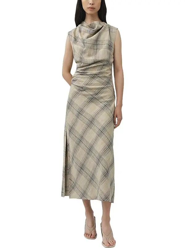 Simkhai Burke Draped Midi Dress - Rattan Plaid