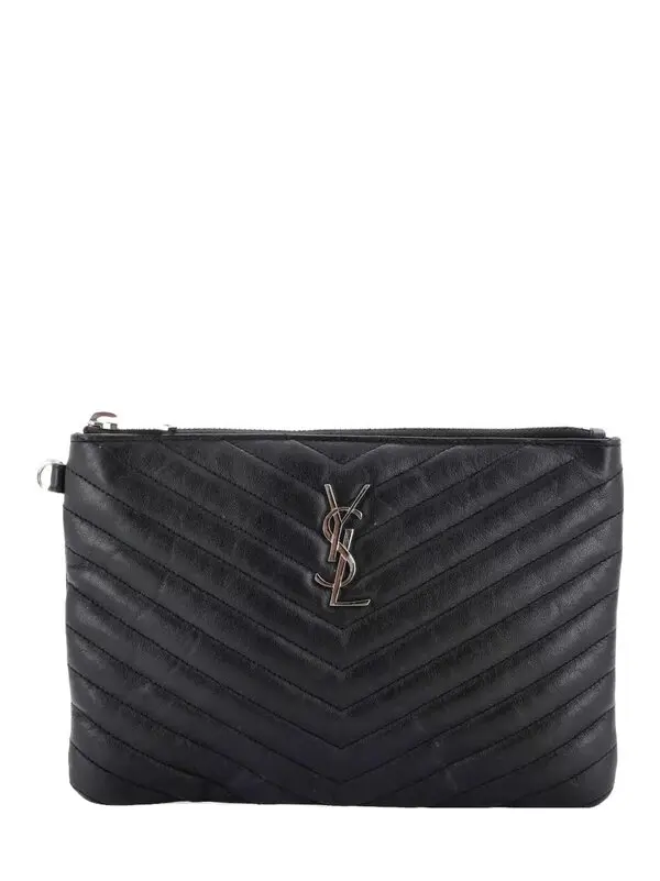 Saint Laurent Monogram Wristlet Pouch - Black