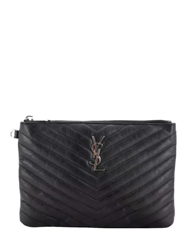 Saint Laurent Monogram Wristlet Pouch - Black
