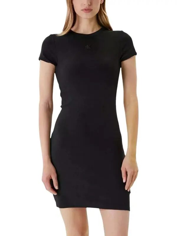 Calvin Klein Logo-patch Short-sleeve Dress - Black