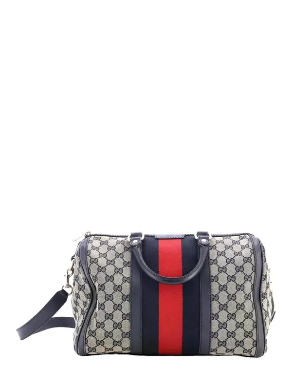 Gucci Vintage Web Boston Bag Gg Canvas - Blue