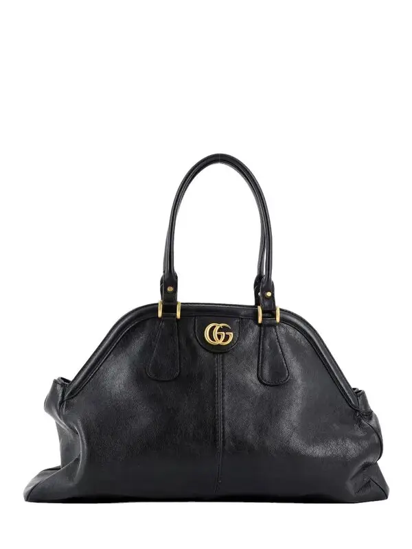 Gucci Large Leather Top Handle Satchel - Black