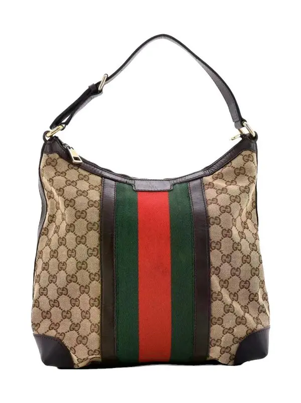 Gucci Vintage Web Gg Canvas Medium Hobo Bag - Brown