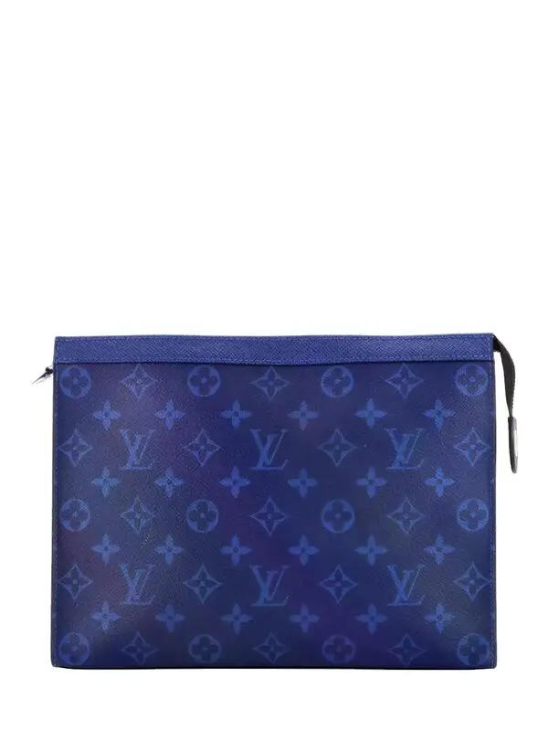 LOUIS VUITTON Pochette Voyage Monogram Taigarama Mm Clutch - Blue